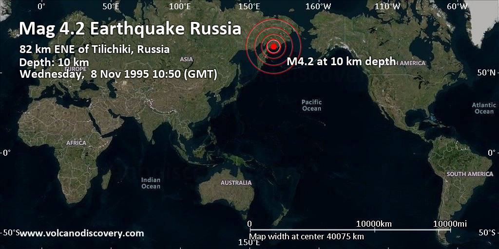 Moderates Erdbeben der Stärke 4.2 - Olyutorskiy Rayon, 82 km ...