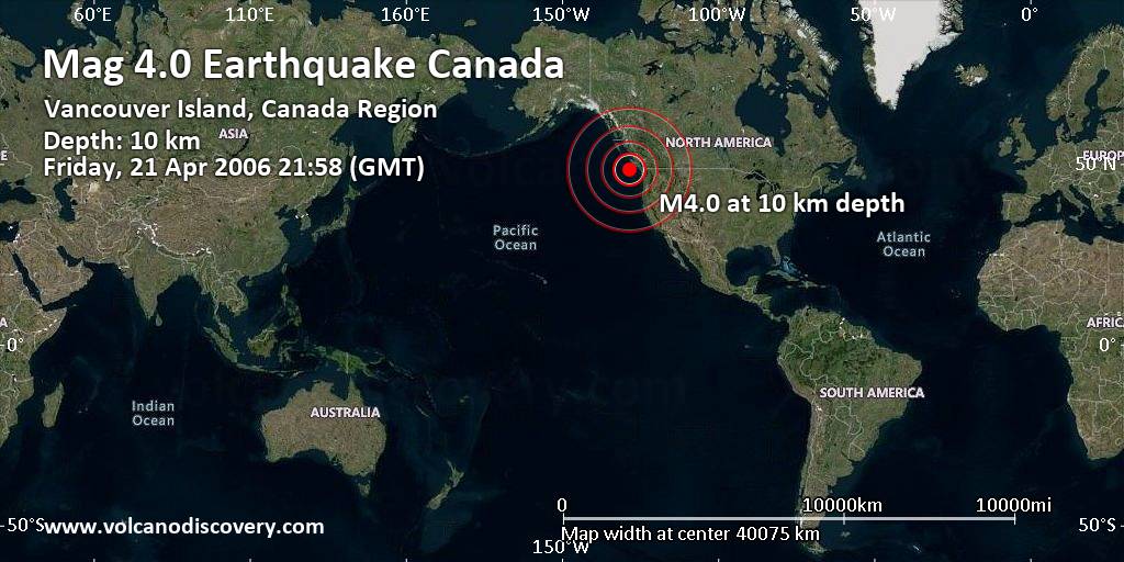 Moderate Mag. 4.0 Earthquake - Vancouver Island, Canada Region, on ...