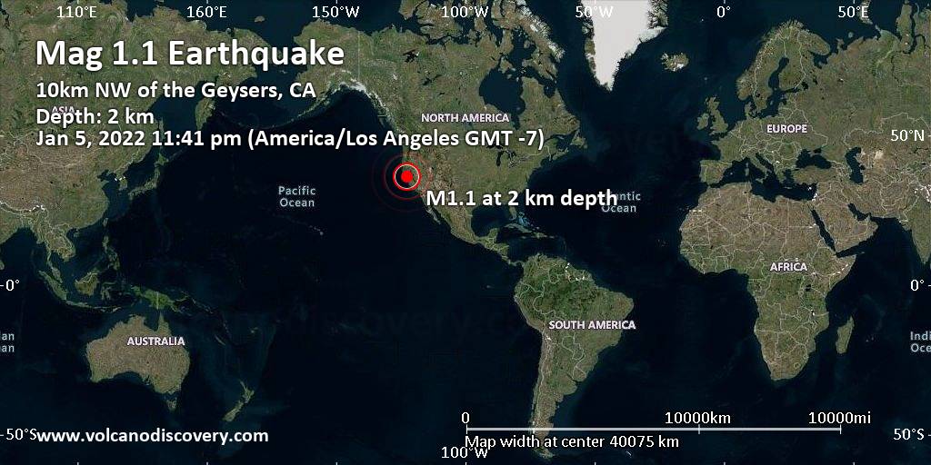 Minor Mag. 1.1 Earthquake - 10km NW of the Geysers, CA, on Wednesday ...