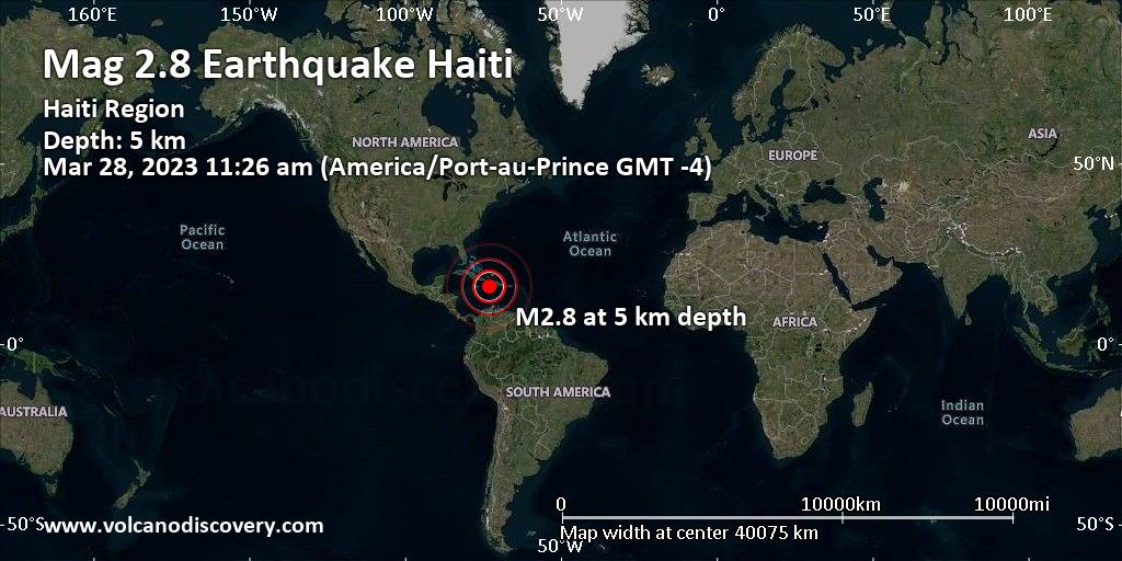 Weak Mag. 2.8 Earthquake (unconfirmed) - Sud, 27 km South of Miragoane ...