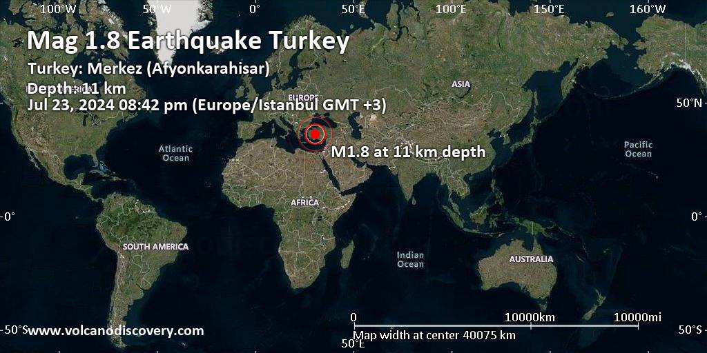 Minor Mag. 1.8 Earthquake - Turkey: Merkez (Afyonkarahisar) on Tuesday ...