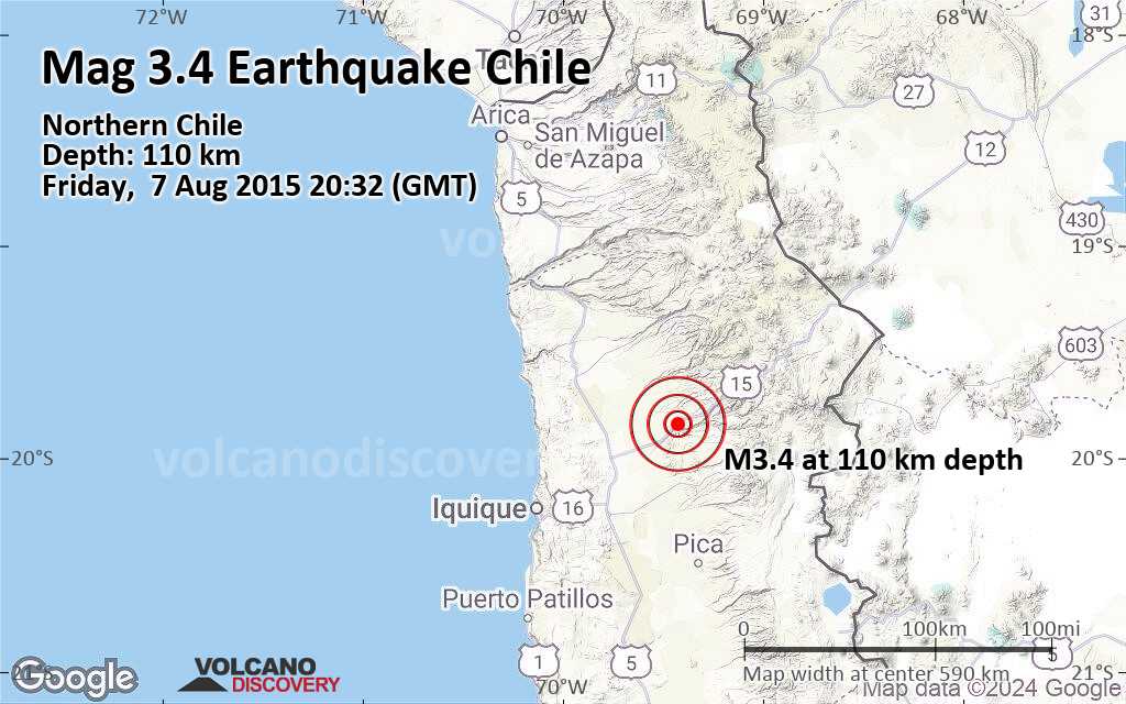Light Mag. 3.4 Earthquake - Provincia del Tamarugal, 86 km Northeast of ...