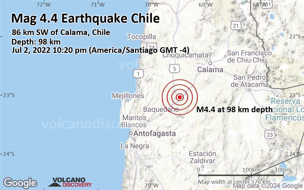 Moderate Mag. 4.4 Earthquake - Provincia de Antofagasta, 87 km ...