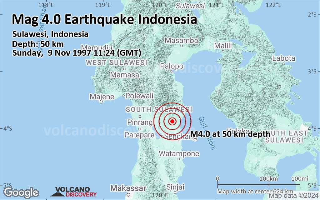 Moderate Mag. 4.0 Earthquake - 35 km Northeast of Sengkang, Indonesia ...