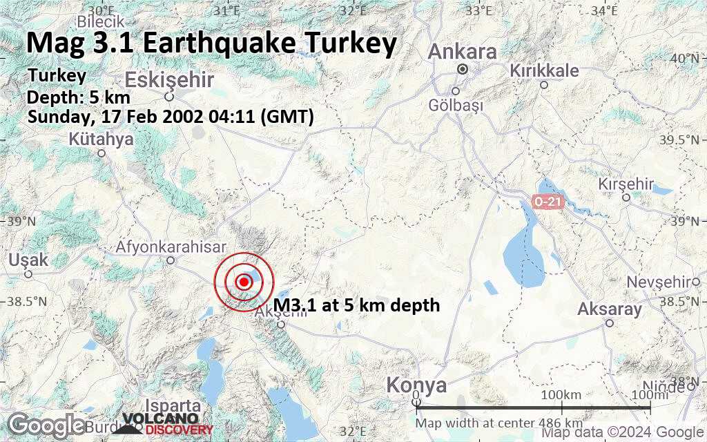 Light Mag. 3.1 Earthquake - Turkey on Sunday, Feb 17, 2002, at 04:11 am ...