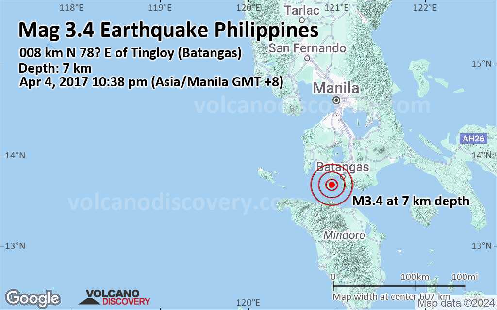 Light Mag. 3.4 Earthquake - 008 km N 78? E of Tingloy (Batangas) on ...