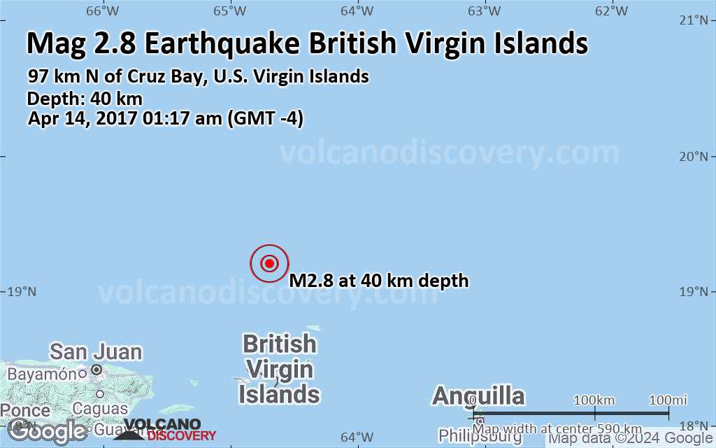 Weak Mag. 2.8 Earthquake - North Atlantic Ocean, 87 km North of Road ...
