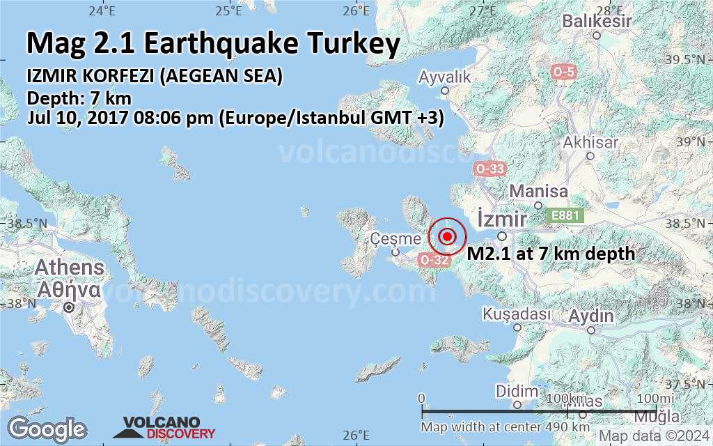 Weak Mag. 2.1 Earthquake - IZMIR KORFEZI (AEGEAN SEA) on Monday, Jul 10 ...