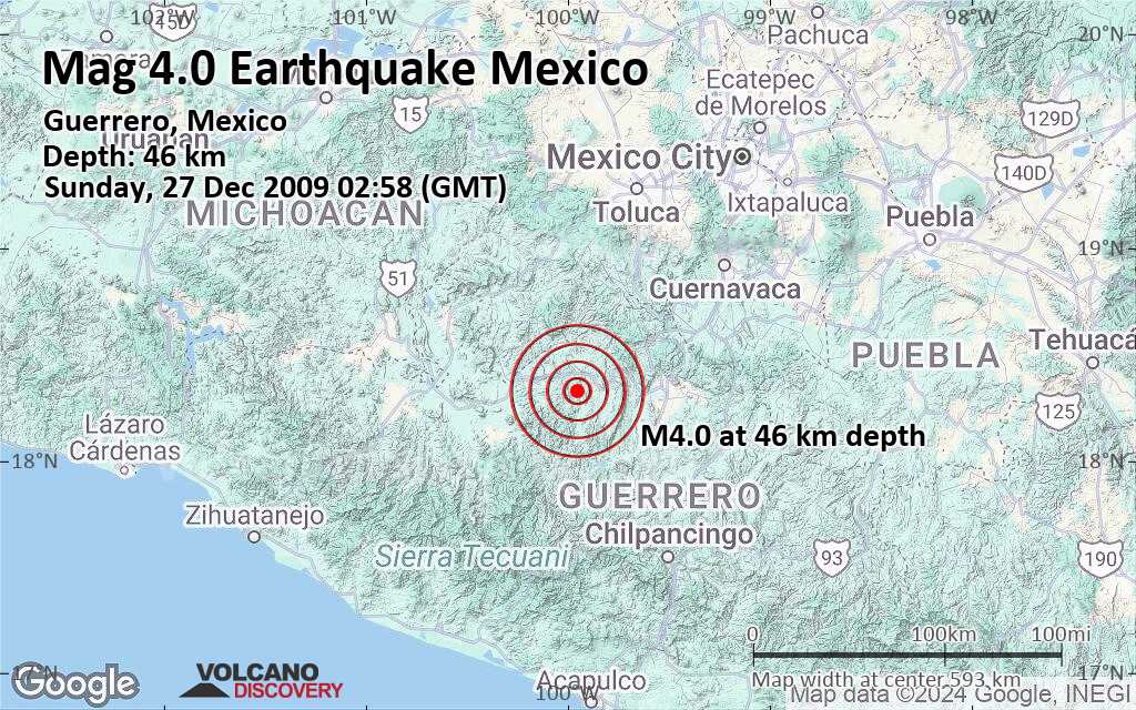 Moderate Mag. 4.0 Earthquake - Guerrero, Mexico, on Sunday, Dec 27 ...