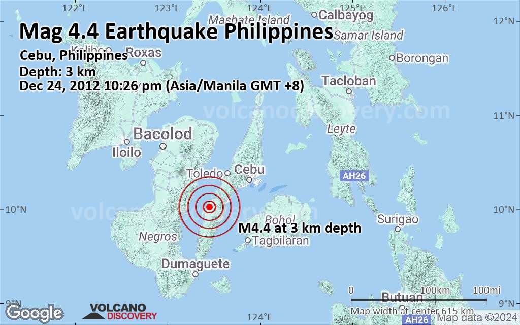 Moderate Mag. 4.4 Earthquake - 22 km Southwest of Carcar, Province of ...
