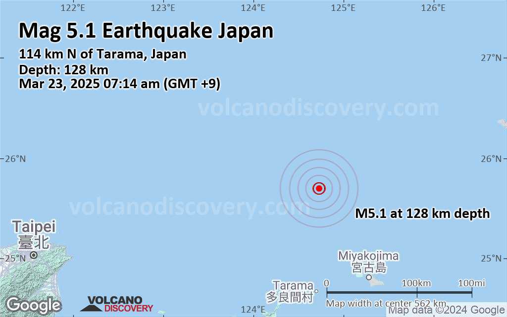 Strong Mag. 5.1 Earthquake - East China Sea, 117 km Northwest of ...