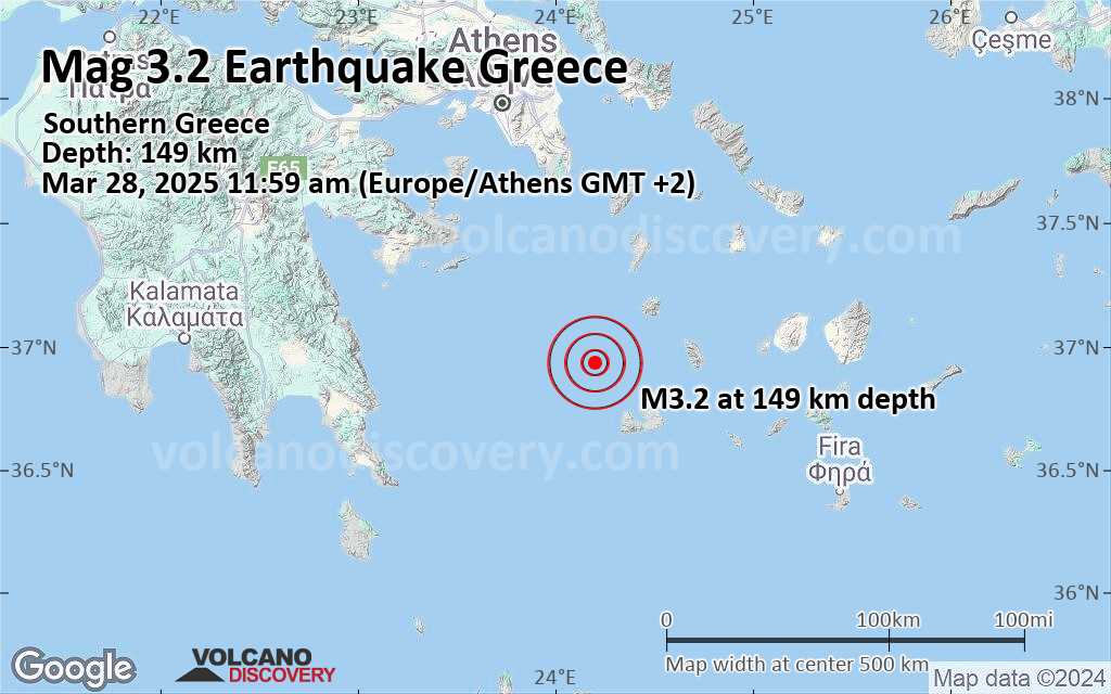 Terremoto leve mag. 3.2 (unconfirmed) - Southern Greece, viernes 28 mar ...