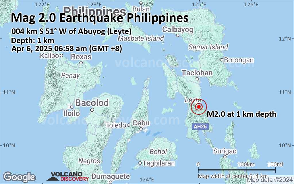 Weak Mag. 2.1 Earthquake - 12 km South of Abuyog, Province of Leyte ...