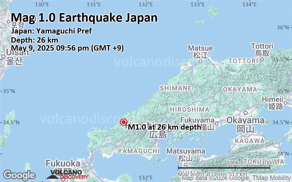 Minor Mag. 1.0 Earthquake - 37 km North of Yamaguchi, Yamaguchi, Japan ...