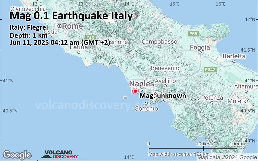 Minor Mag. 0.1 Earthquake - 11 km West of Naples, Napoli, Campania ...