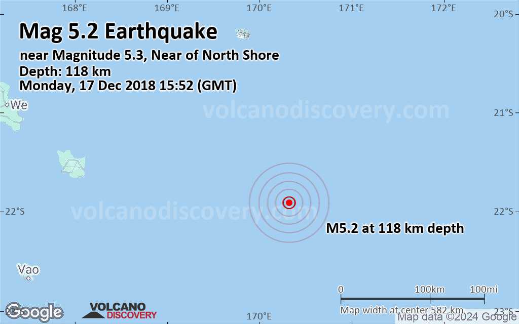 Strong Mag. 5.2 Earthquake - Near Magnitude 5.3, Near of North Shore ...