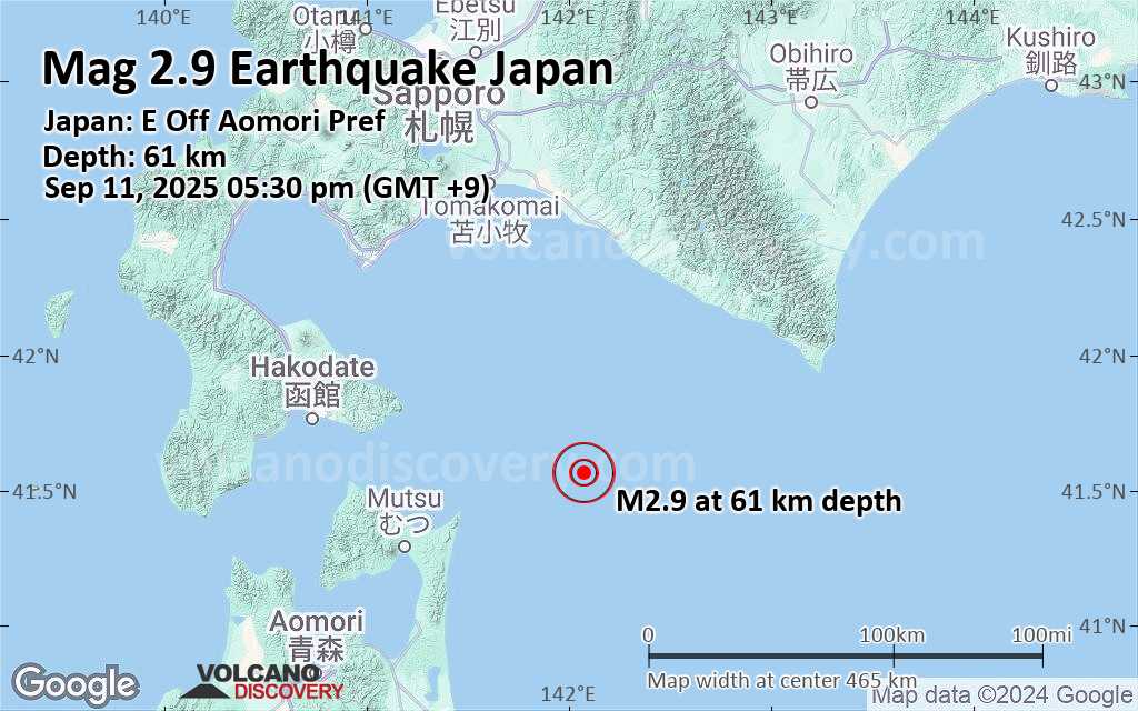 Weak Mag. 2.9 Earthquake - North Pacific Ocean, 78 km Northeast of ...