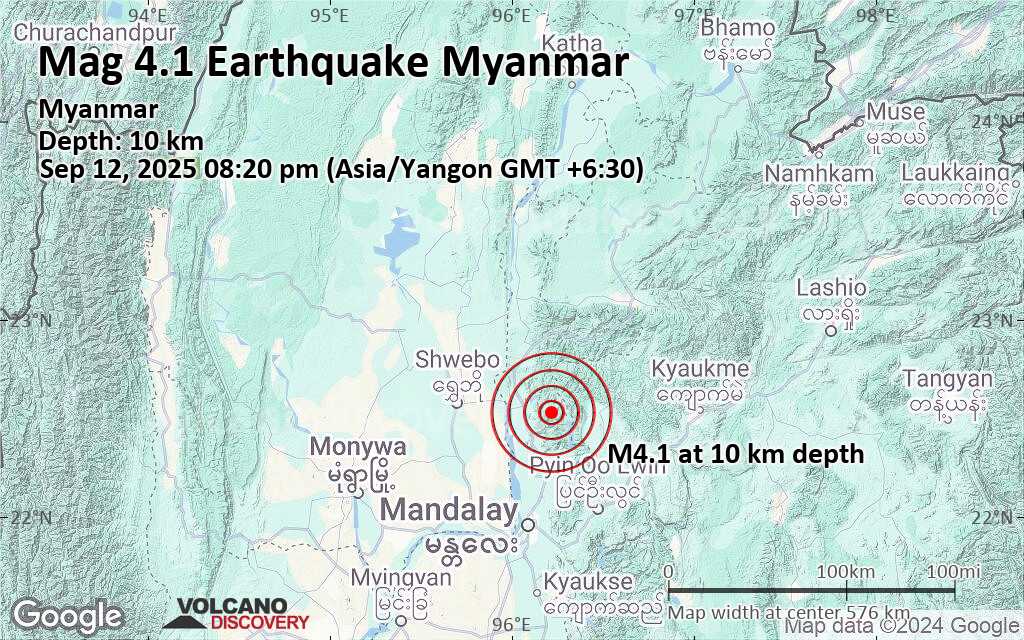 Moderate Mag. 4.1 Earthquake - Nay Pyi Taw, 53 km Southwest of Mogok ...