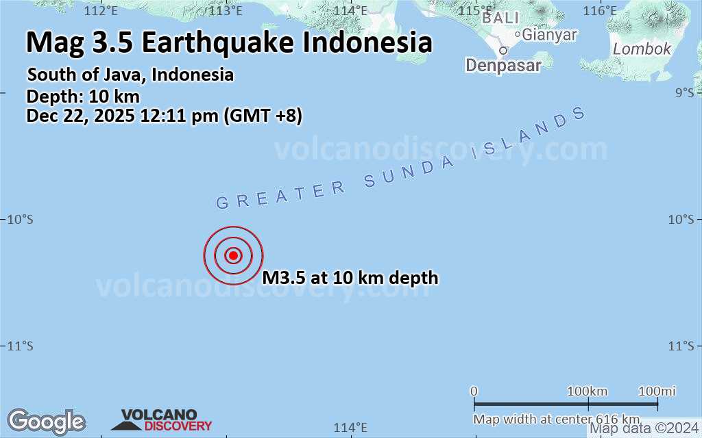 Light Mag. 3.5 Earthquake - Indian Ocean, 299 km Southwest of Denpasar ...