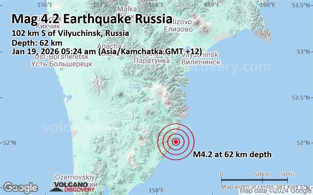 Moderate Mag. 4.2 Earthquake - North Pacific Ocean, 119 km South of ...