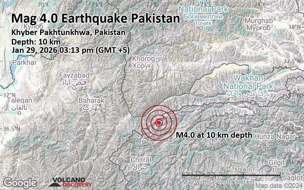 Moderate Mag. 4.0 Earthquake (unconfirmed) - Khyber Pakhtunkhwa ...