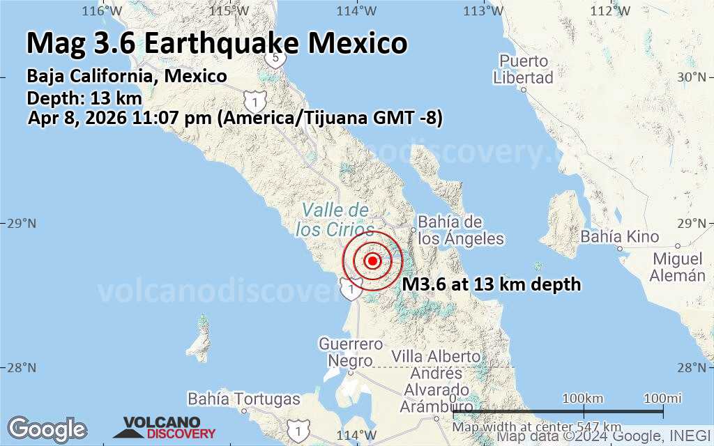 Light Mag. 3.6 Earthquake (unconfirmed) - 36 km North of San Luis ...