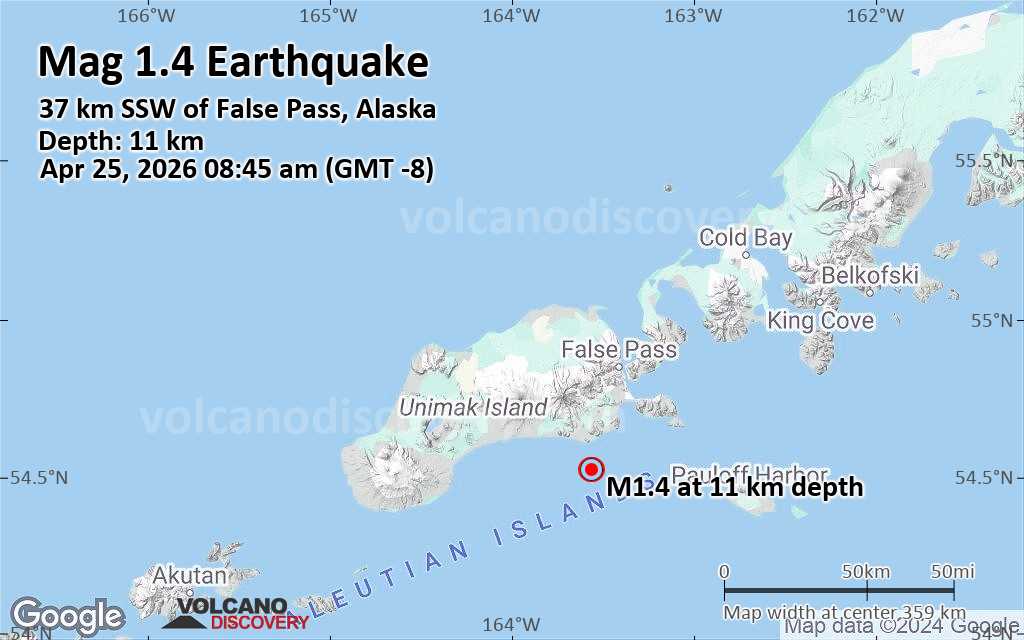 Minor Mag. 1.4 Earthquake - Bering Sea, 30 mi Southeast of Unimak ...