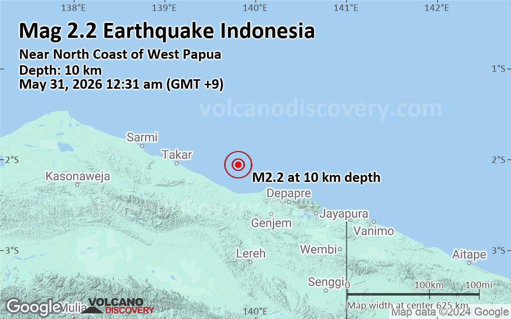Weak Mag. 2.2 Earthquake - South Pacific Ocean, 96 km Northwest of ...