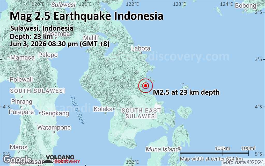 Weak Mag. 2.5 Earthquake - Kabupaten Konawe Utara, 53 km Northwest of ...