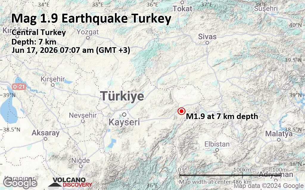 Minor Mag. 1.9 Earthquake - Central Turkey on Wednesday, Jun 17, 2026 ...