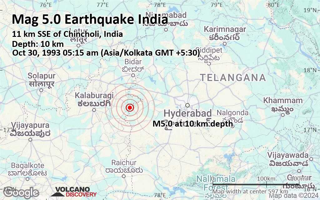 Strong Mag. 5.0 Earthquake - Gulbarga, 18 km Northwest of Tandur ...