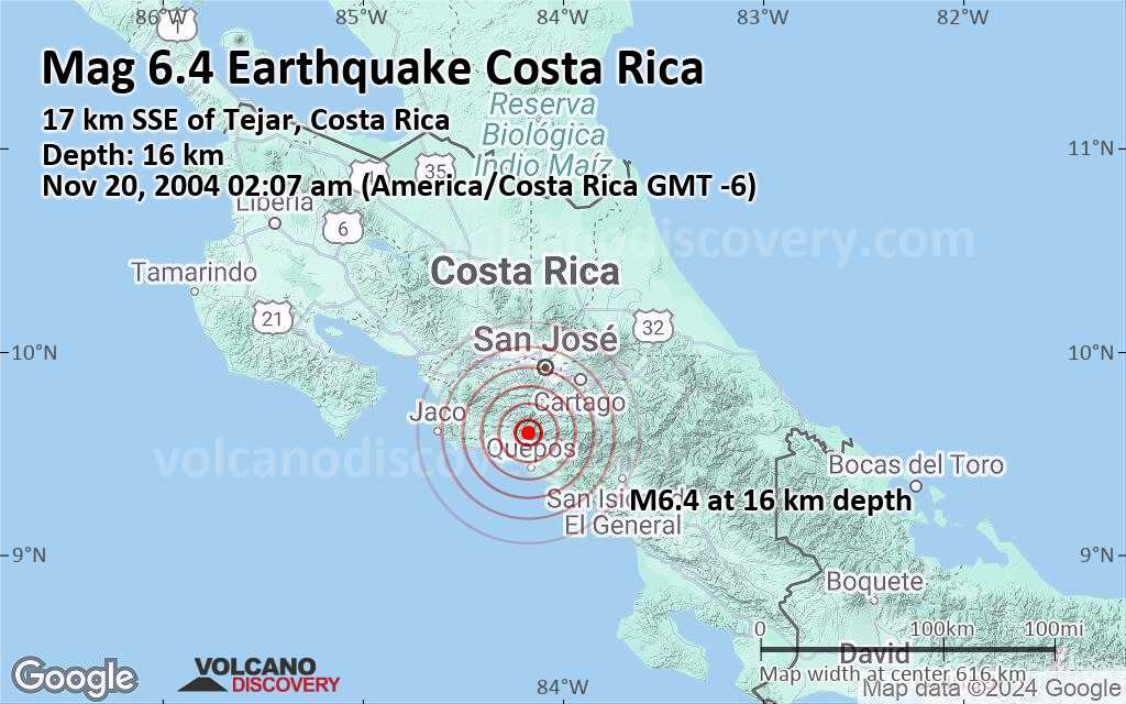 Tremblement de terre très fort magnitude 6.4 - 17 km SSE of Tejar ...