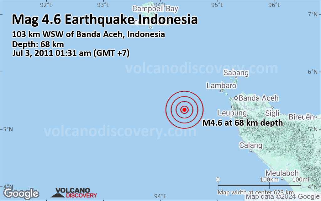 Moderate Mag. 4.6 Earthquake - Indian Ocean, 83 km Southwest of Pulau ...