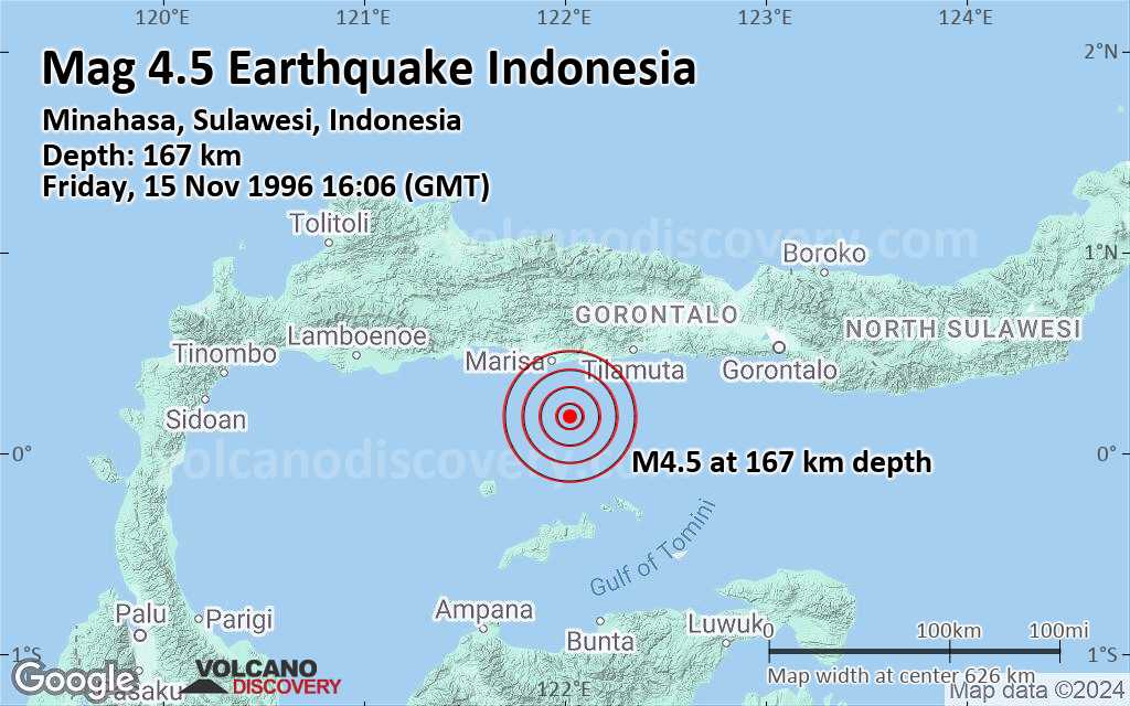 Moderate Mag. 4.5 Earthquake - Minahasa, Sulawesi, Indonesia, on Friday ...