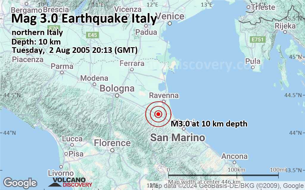 Light Mag. 3.0 Earthquake - 6 km Northeast of Forlì, Provincia di Forli ...