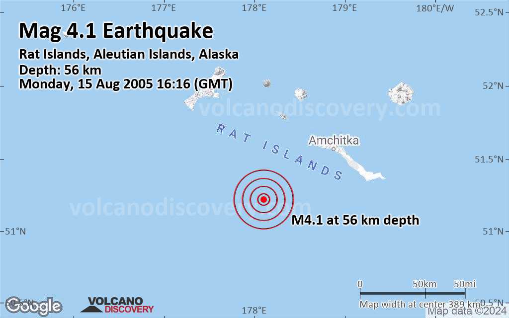 Moderate Mag. 4.1 Earthquake - Bering Sea, Alaska, on Monday, Aug 15 ...