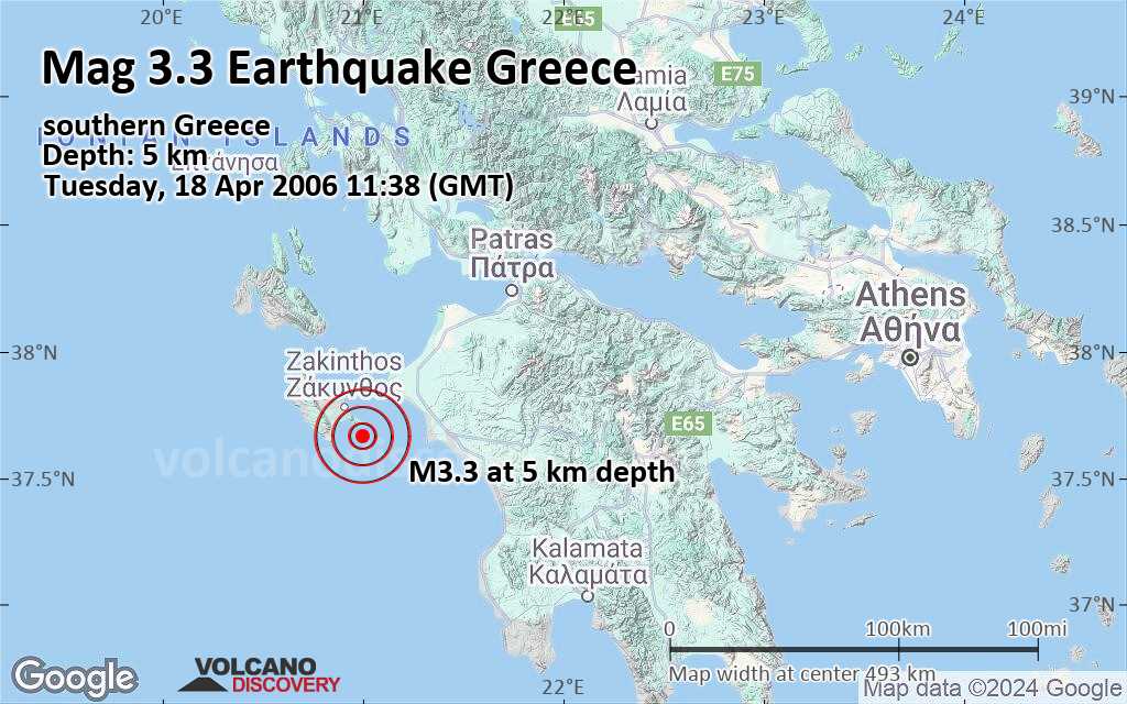 Light Mag. 3.3 Earthquake - Southern Greece on Tuesday, Apr 18, 2006 ...