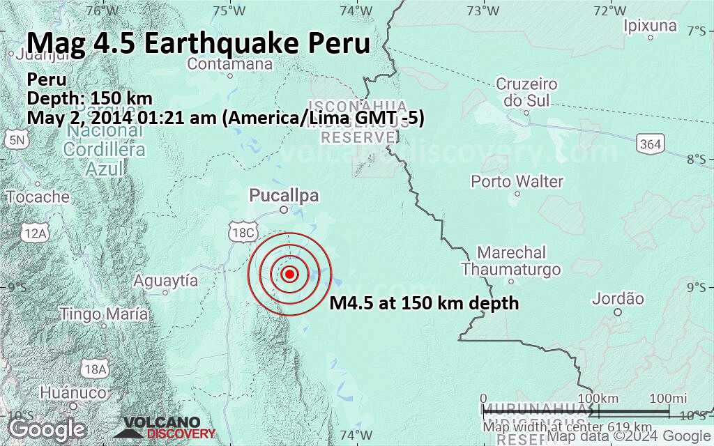 Moderate Mag. 4.5 Earthquake - Peru on Friday, May 2, 2014, at 01:21 am ...