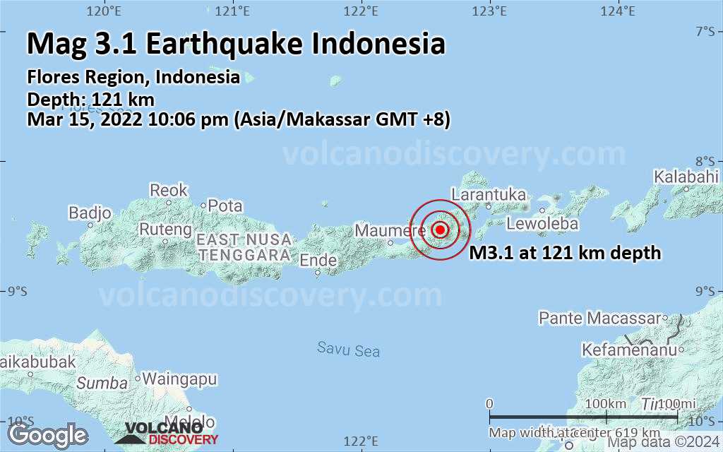 Light Mag. 3.1 Earthquake - 45 km East of Maumere, Kabupaten Sikka ...