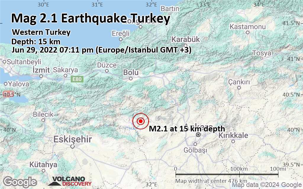 Weak Mag. 2.1 Earthquake - Western Turkey on Wednesday, Jun 29, 2022 ...