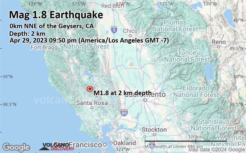 Minor Mag. 1.8 Earthquake - 0km NNE of the Geysers, CA, on Saturday ...