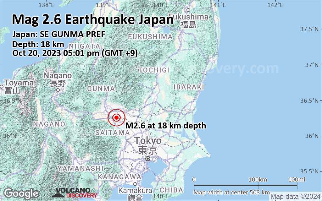Weak Mag. 2.6 Earthquake - 6.9 km South of Isesaki, Gunma, Japan, on ...