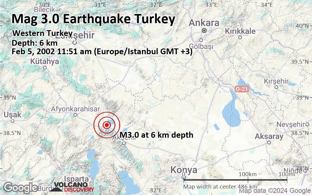 Light Mag. 3.0 Earthquake - Western Turkey on Tuesday, Feb 5, 2002, at ...