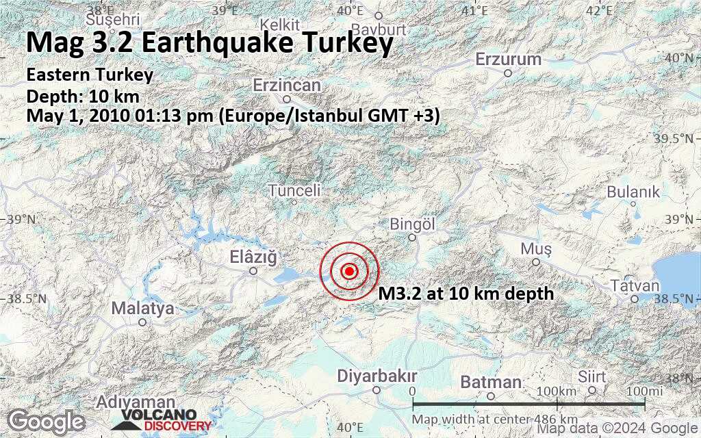Light Mag. 3.2 Earthquake - Eastern Turkey on Saturday, May 1, 2010, at ...