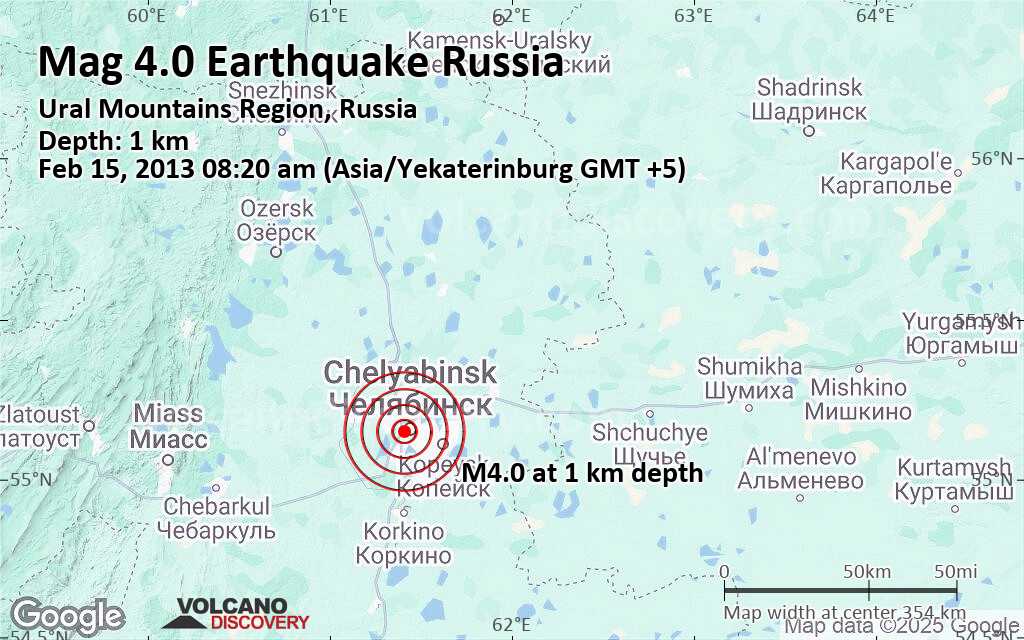 Moderate Mag. 4.0 Earthquake - 1.3 km West of Chelyabinsk, Gorod ...