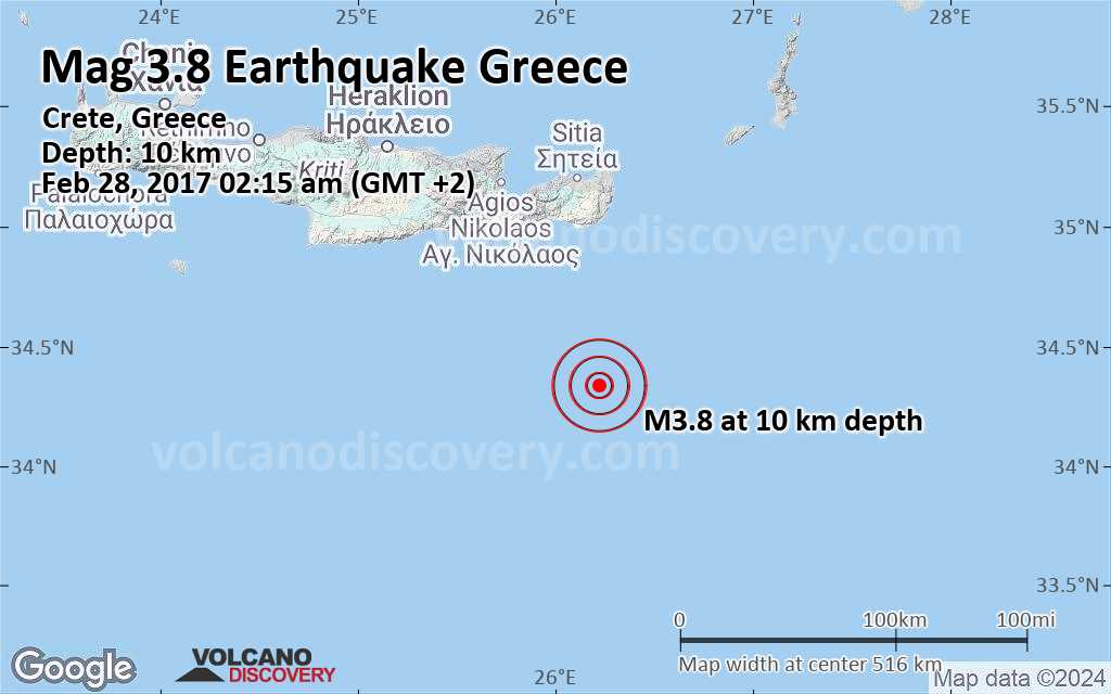 Light Mag. 3.8 Earthquake - Eastern Mediterranean, 147 km Southeast of ...