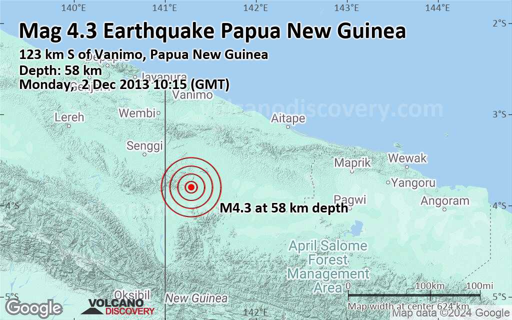 Moderate Mag. 4.3 Earthquake - 123 km S of Vanimo, Papua New Guinea, on ...