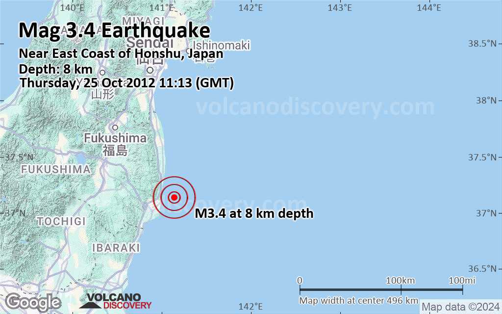 Light Mag. 3.4 Earthquake - North Pacific Ocean, 25 km Northeast of ...