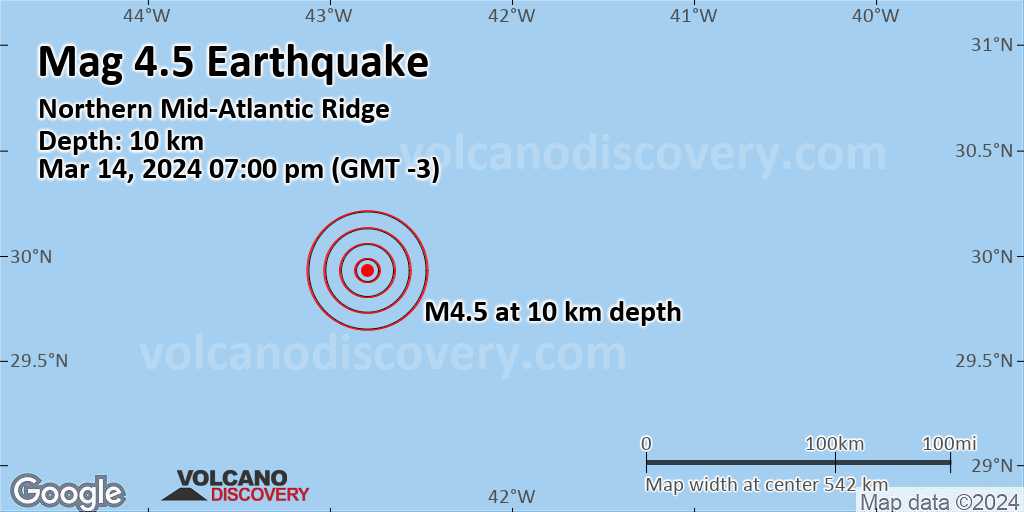 Moderate Mag. 4.5 Earthquake - Northern Mid-Atlantic Ridge on Thursday ...
