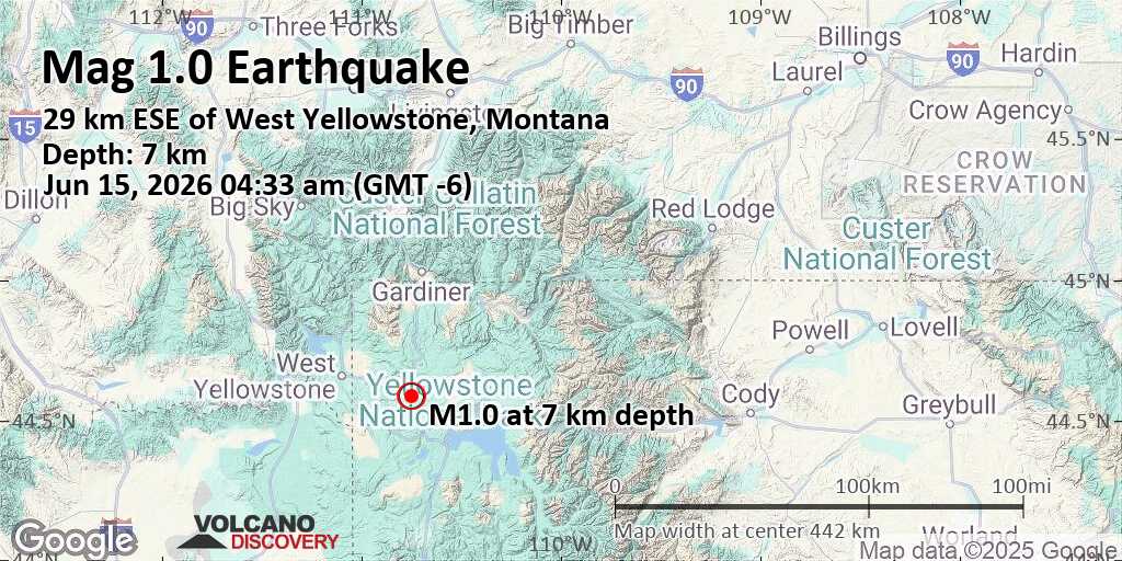 Minor Mag. 1.0 Earthquake - Teton County, Wyoming, 18 mi East of West ...